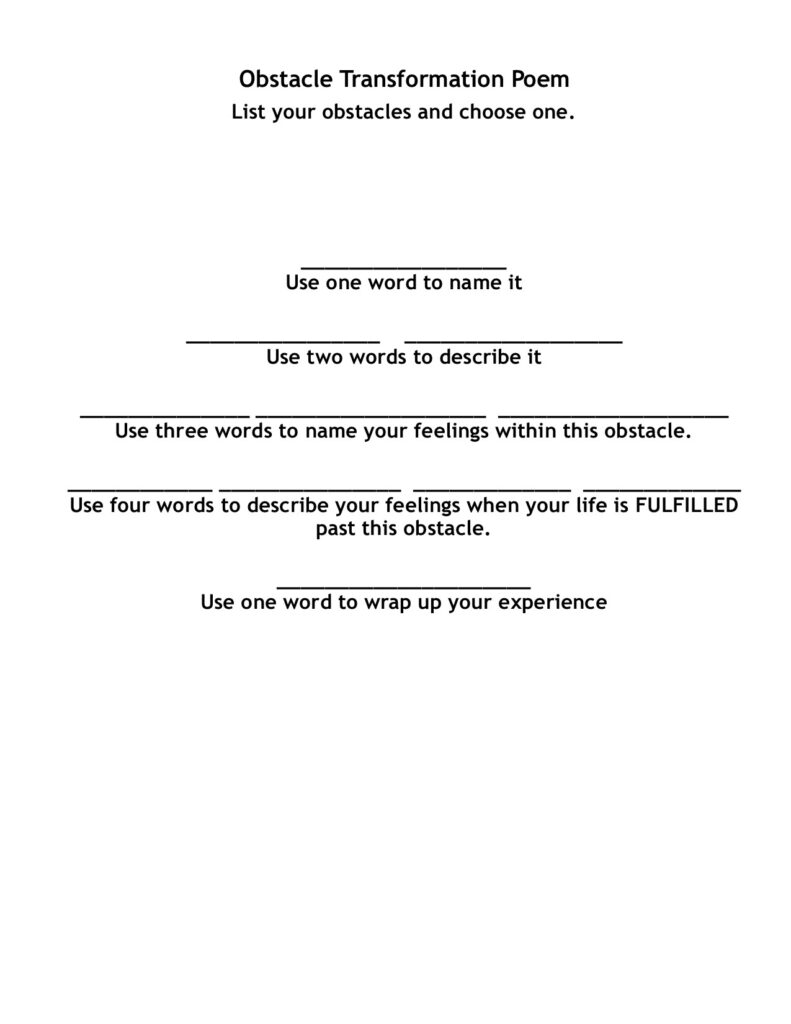 Obstacle Transformation Poem – Forgiveness Walks